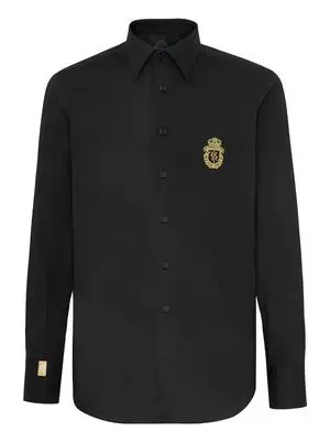 BILLIONAIRE Gordon Crest-embroidered Poplin Shirt