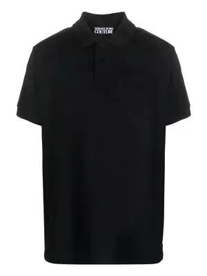 Versace Logo-tape Cotton Polo Shirt - Black