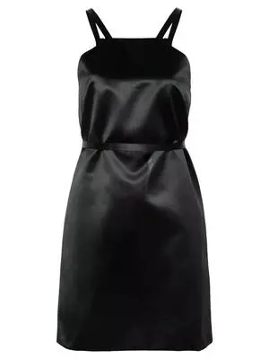 PATOU Belted Satin Mini Dress - Black