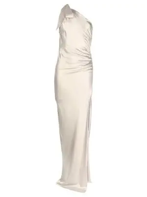 Michelle Mason Asymmetric Silk Maxi Gown - Neutrals