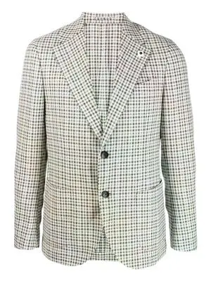 LARDINI Single Breasted Wool-blend Blazer - Neutrals