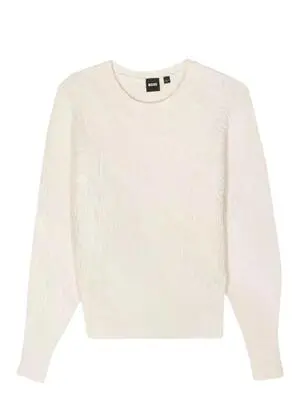 BOSS Logo-lettering Chunky-knit Jumper - Neutrals