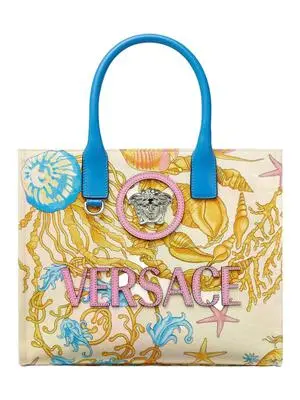 Versace Underwater Barocco Canvas Tote Bag - Neutrals
