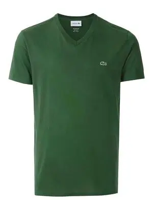 Lacoste Logo-embroidered Cotton V-neck T-shirt - Green