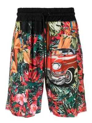 MAUNA KEA Graphic Print Track Shorts - Black