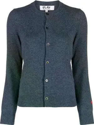 Play Comme Des Garcon Mélange-effect Wool Cardigan - Blue