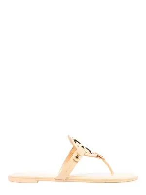 Tory Burch Miller Cut-out Leather Flip-flops - Neutrals