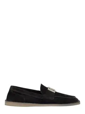 Dolce & Gabbana Logo-lettering Suede Loafers - Blue