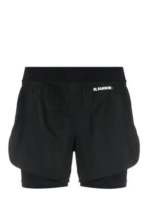 JIL SANDER Logo-print Layered Shorts - Black