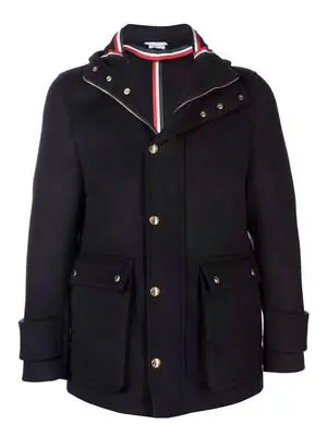 Thom Browne Cashmere Hooded Zip-up Parka - Blue