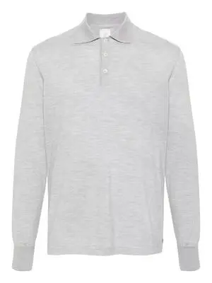 Eleventy Mélange Long-sleeve Polo Shirt - Grey