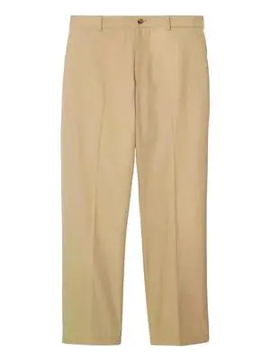 Burberry Logo-embroidered Cotton Chino Trousers - Neutrals