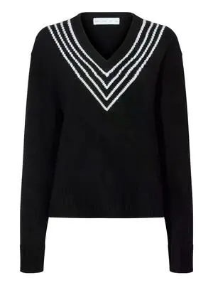 Proenza Schouler White Label V-neck Striped Merino Wool Jumper - Black