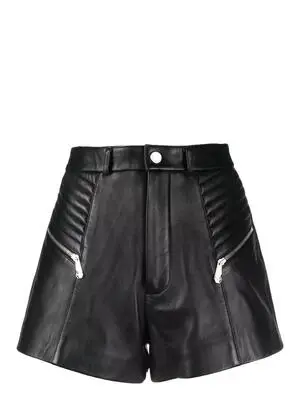 Philipp Plein Zipper-detail Leather Shorts - Black