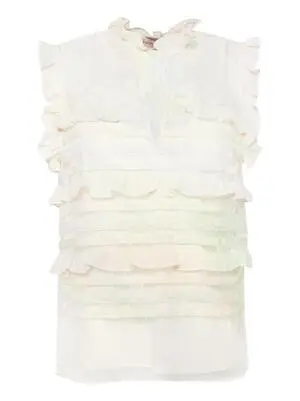 TWINSET Floral-lace Sleeveless Blouse - Neutrals