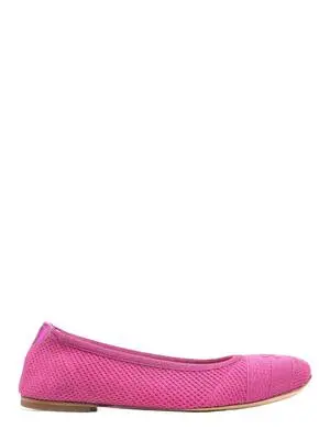 Casadei Lurex-detail Knitted Ballerina Shoes - Pink