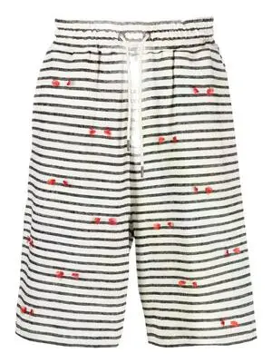 Henrik Vibskov Striped Shorts With Fringe Detailing - Neutrals