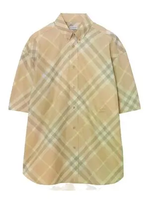 Burberry Checkered Short-sleeved Button-down Shirt - Neutrals