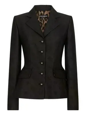 Dolce & Gabbana Logo-jacquard Single-breasted Blazer - Black
