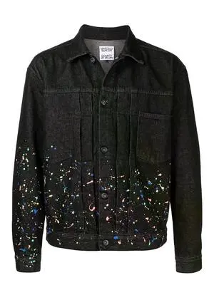 COUNTY OF MILAN Marcelo Burlon Paint-splatter Denim Jacket - Black