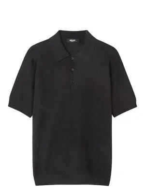 Versace Barocco Knitted Polo Shirt - Black