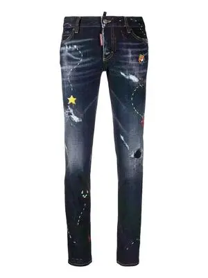 Dsquared2 Low-rise Embroidered Skinny Jeans - Blue