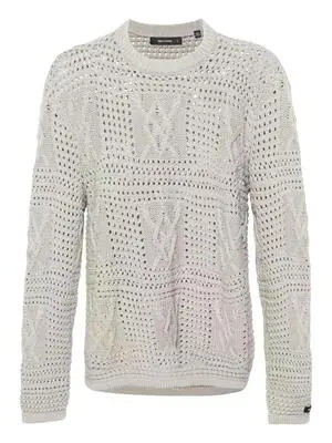 DAILY PAPER Crochet-knit Cotton Jumper - Grey