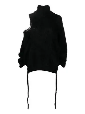 ANDREĀDAMO Cut-out Detail Roll-neck Jumper - Black