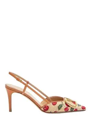 Valentino Garavani Slingback Pumps With Cherry Print - Neutrals