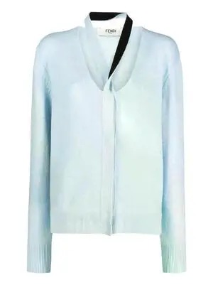 Fendi Cut-out Detail Wool Cardigan - Blue