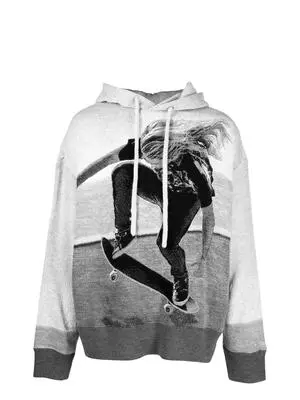 Palm Angels Skater-motif Jacquard Hoodie - Grey