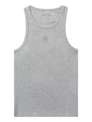 MARINE SERRE Ribbed Tank Top With Crescent Moon Embroidery - Grey