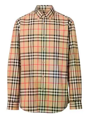 Burberry Check Cotton Poplin Shirt - Neutrals