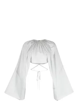 KIKO KOSTADINOV Gathered-detail Cropped Blouse - Grey