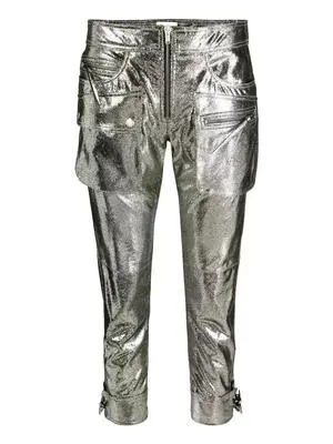 Isabel Marant Étoile Ciane Metallic Cropped Trousers - Silver