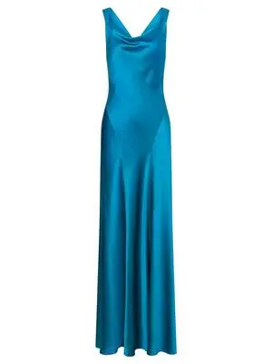 Alberta Ferretti Cowl-neck Gown - Blue