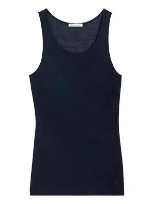 AMI Paris Logo-embroidered Cotton-blend Top - Blue