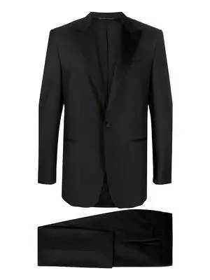 Canali Single-breasted Wool Suit - Black