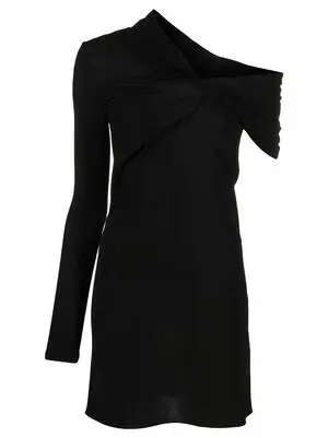 Saint Laurent Twist-front Asymmetric Mini Dress - Black