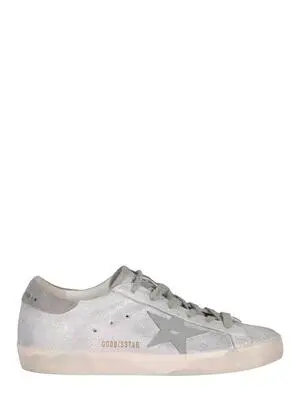 GOLDEN GOOSE Super-star Glitter-effect Leather Sneakers - Grey