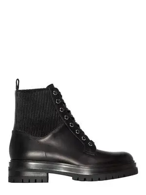 GIANVITO ROSSI Martis Leather Combat Boots