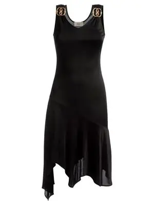 Bally Logo-plaque Asymmetric Midi Dress - Black