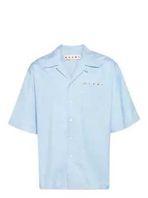 Marni Logo-print Poplin Shirt - Blue