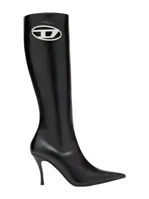 DIESEL® D-venus Logo-plaque Leather Boots - Black