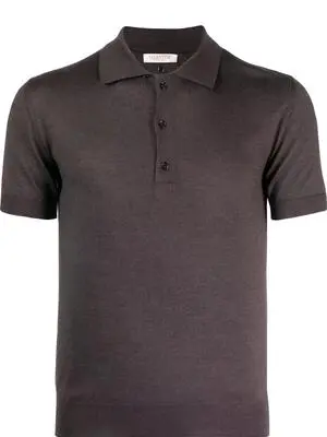 Valentino Garavani Knitted Short-sleeve Polo Shirt - Brown