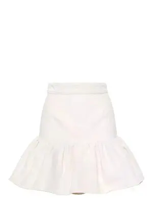 PATOU Ruffled Denim Miniskirt - Neutrals