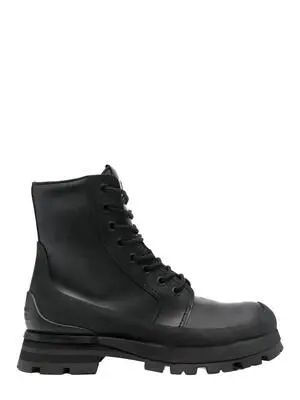 Alexander McQueen Lace-up Leather Boots - Black