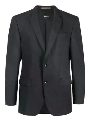 BOSS Single-breasted Stretch-wool Blazer - Black