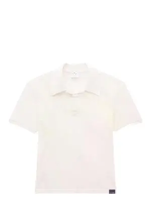 COURREGES Ac Logo-appliqué Mesh Polo Shirt - Neutrals