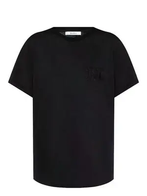 Max Mara Monogram-embroidered Cotton T-shirt - Black